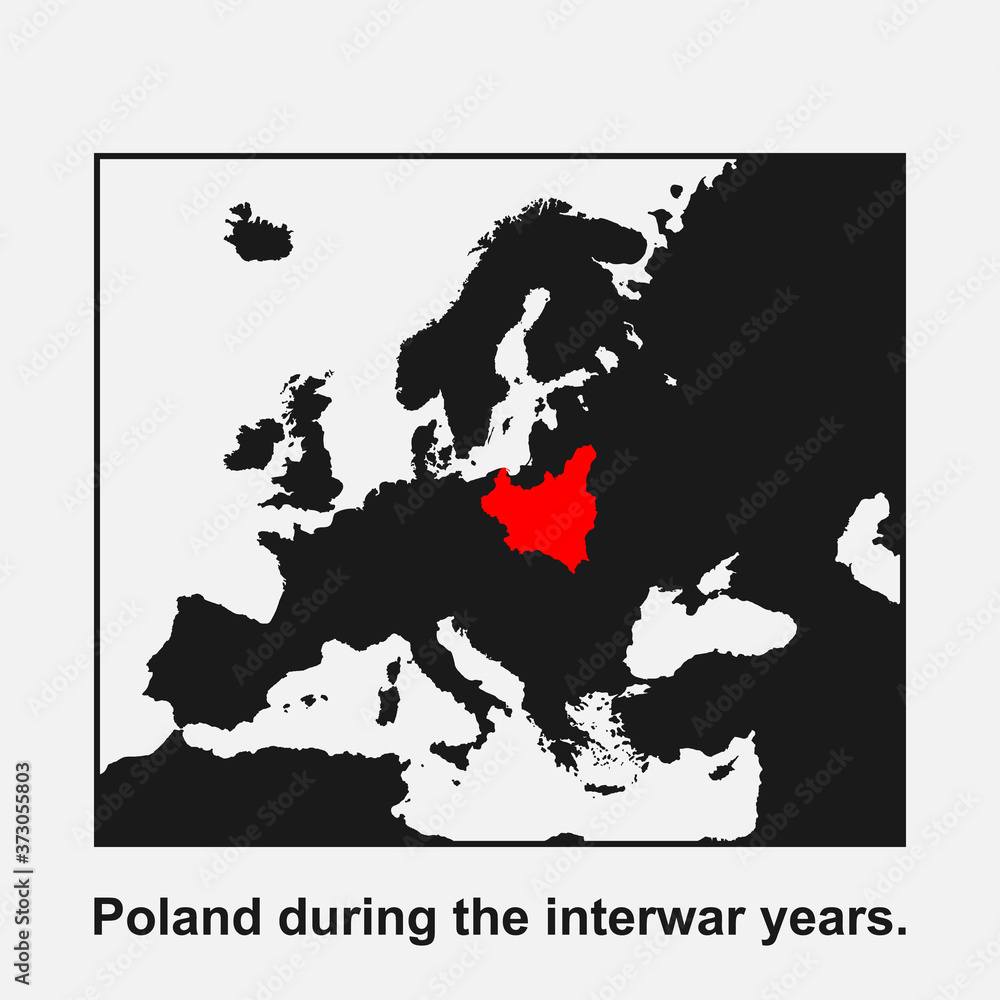 Poland during the interwar years on the Europe map vector icon isolated ...