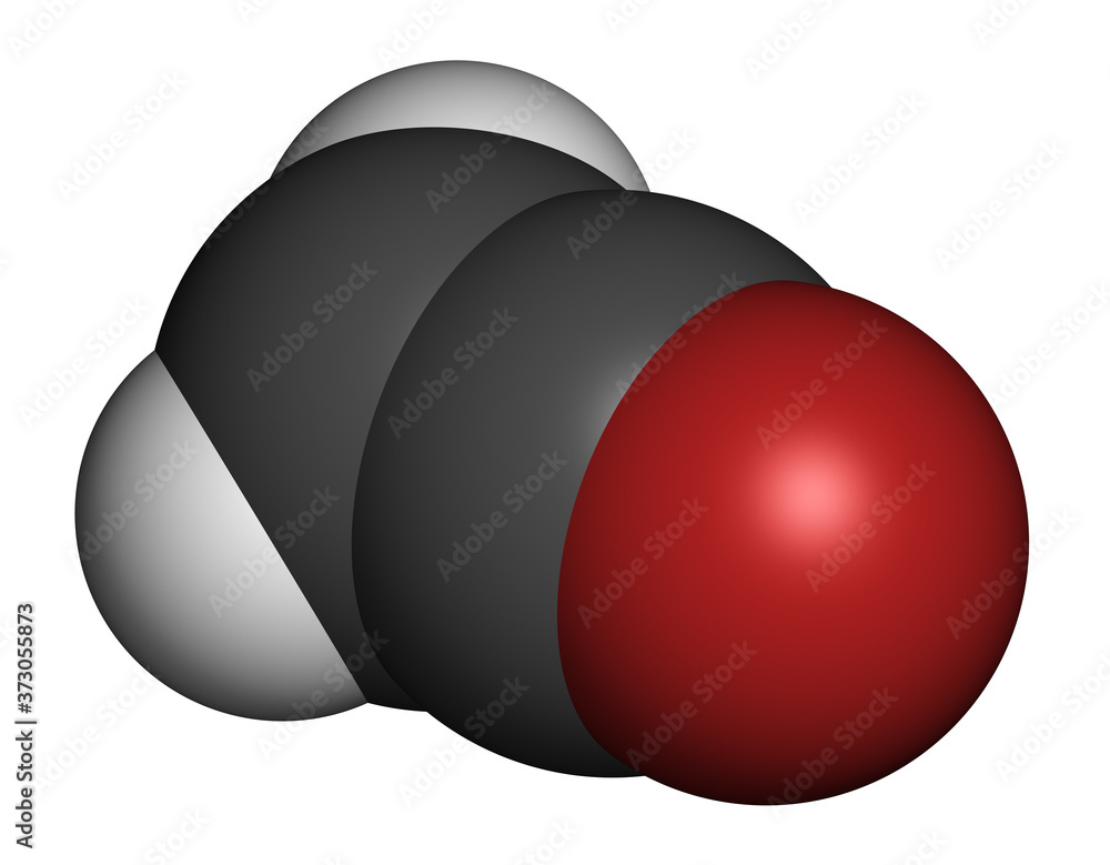 Ethenone or ketene molecule. 3D rendering. Atoms are represented as ...
