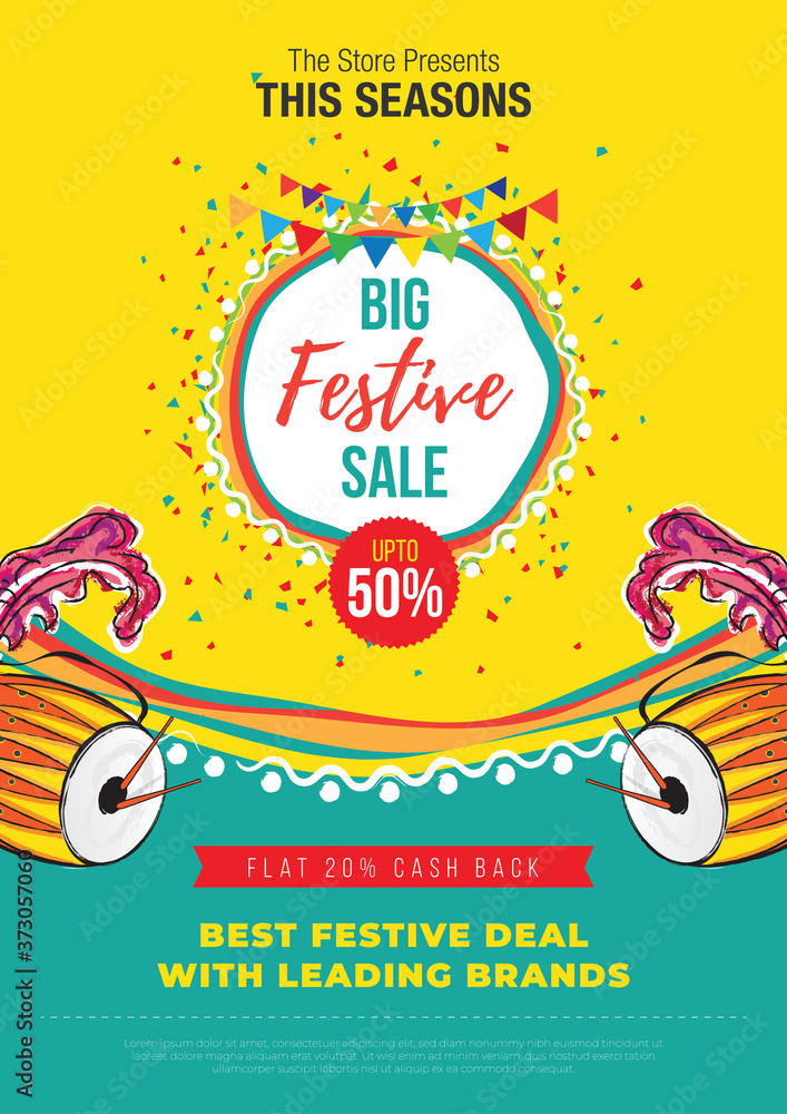 Big Festival Sale Poster Design Template, A4 Festive Offer Poster ...