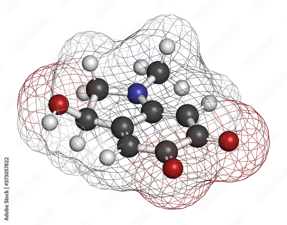 Adrenochrome molecule. Oxidation product of adrenaline. 3D rendering ...