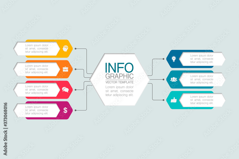 Vector infographic template with 7 steps or options. Data presentation ...