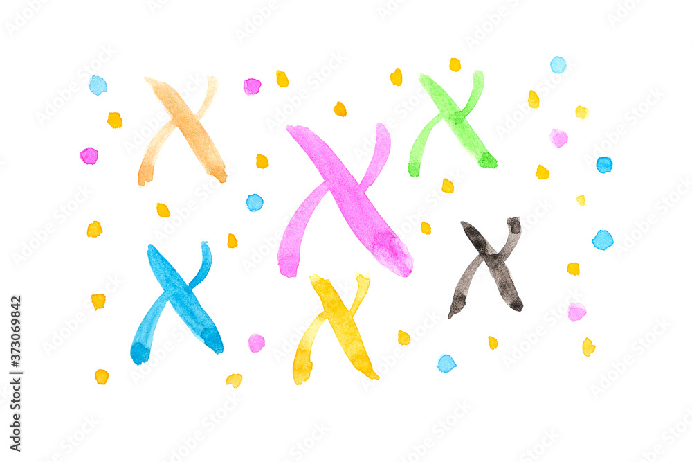 Hebrew alphabet letter aleph drawn by watercolor isolated on white ...