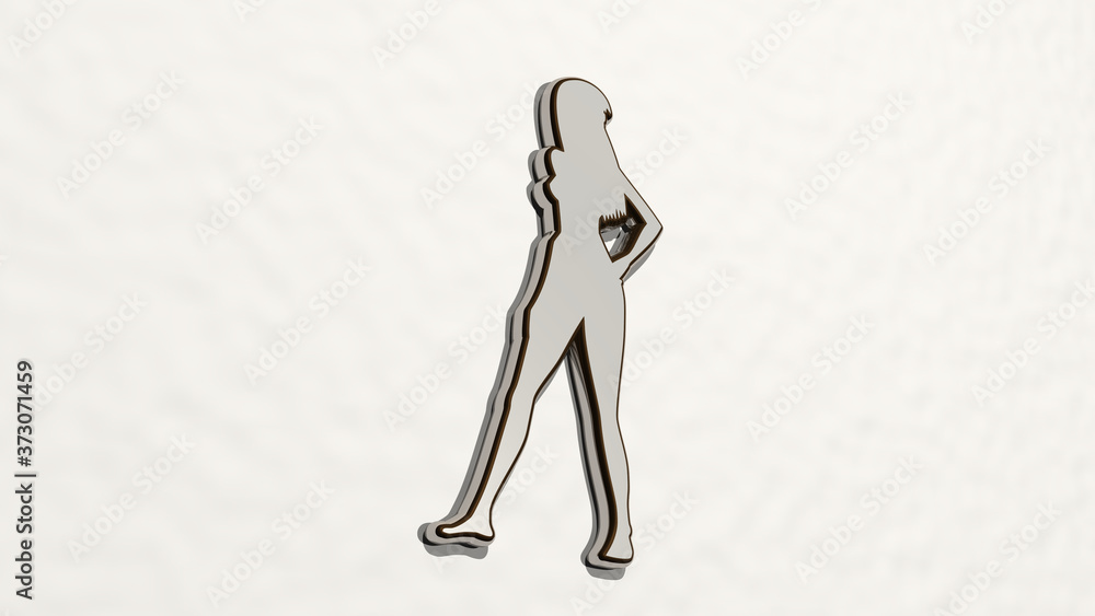 girl 3D drawing icon, 3D illustration Stock Illustration | Adobe Stock