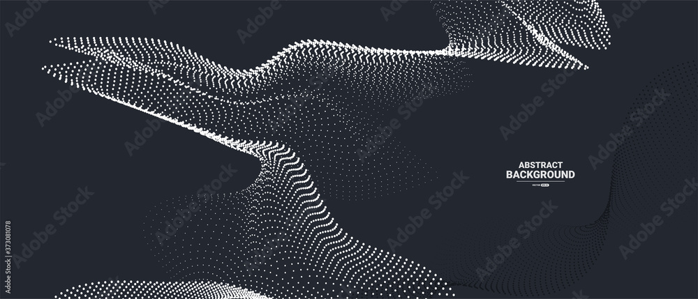 Abstract dark background with flowing particles. Digital future ...