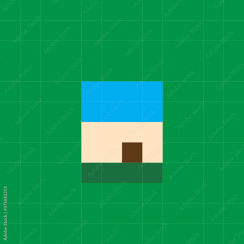 Small House Pixel Art Vector Pixel Art House On The Grass Stock Vector Adobe Stock