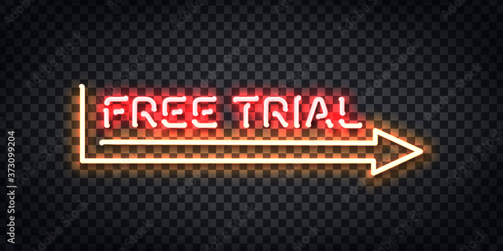 Vector realistic isolated neon sign of Free Trial frame logo for ...