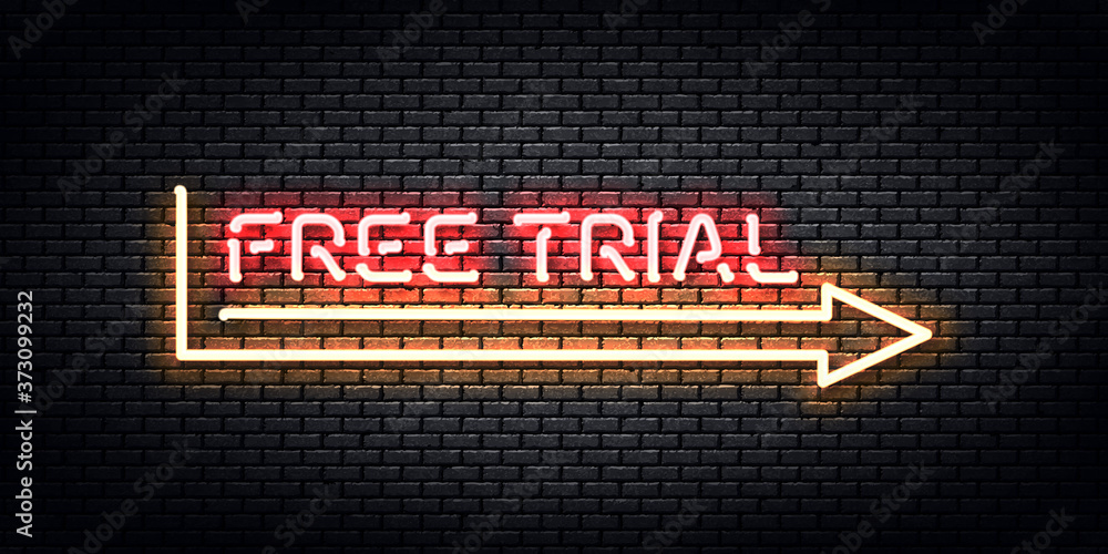 Vector realistic isolated neon sign of Free Trial frame logo for ...