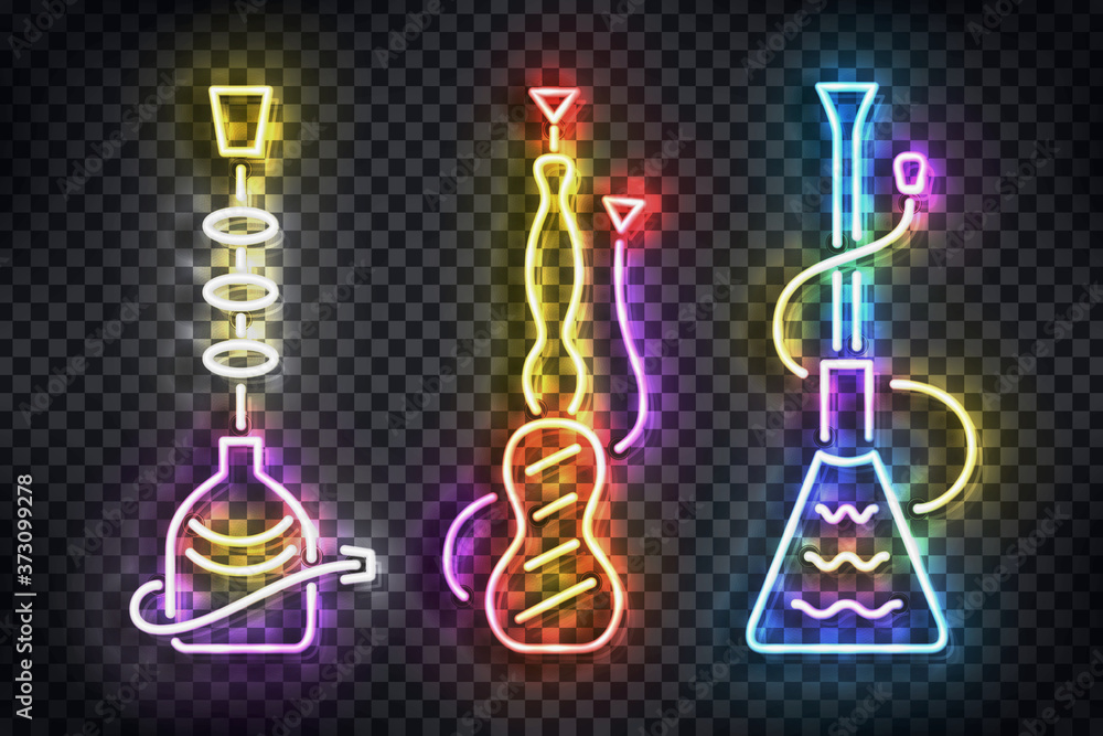 Vector realistic isolated neon sign of Hookah logo for template ...
