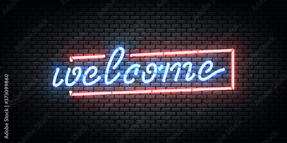 Vector realistic isolated neon sign of Welcome logo for decoration and ...