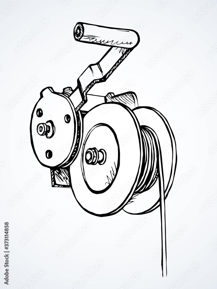 Winch for lifting loads. Vector drawing Stock Vector | Adobe Stock