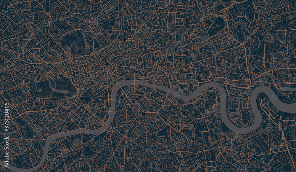 Detailed vector map of London, UK Stock Vector | Adobe Stock