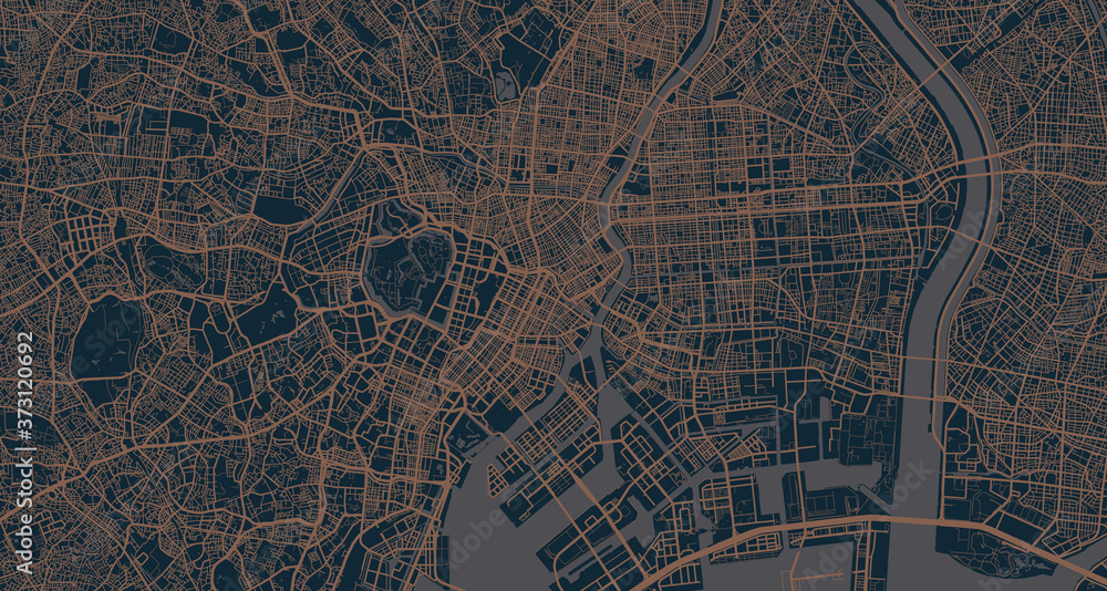 Detailed vector map of Tokyo, Japan Stock Vector | Adobe Stock