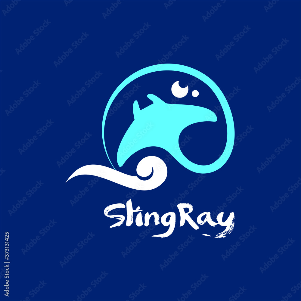 stingray logo design simple animal vector flat color graphic marine ...