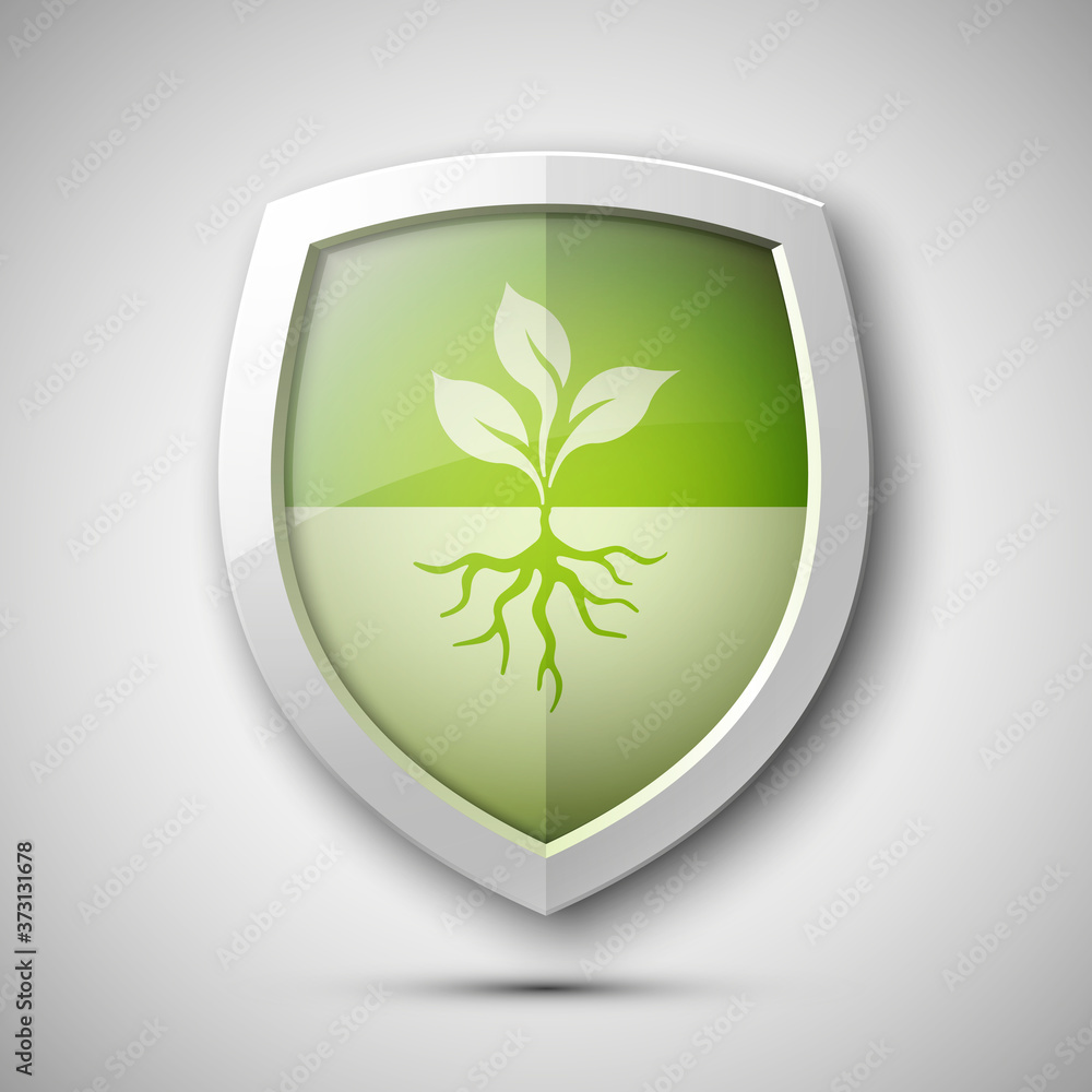 Eco Protect Logo Template Design. Ecological shield label. Plant icon ...