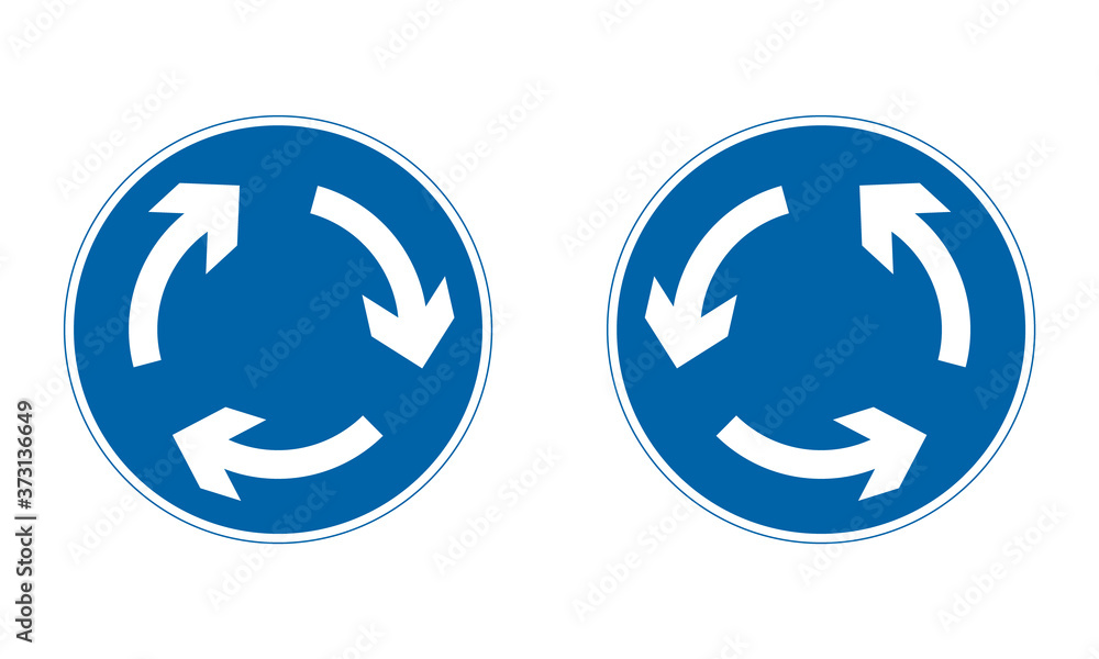 Roundabout traffic sign. Vector illustration of traffic circle road ...