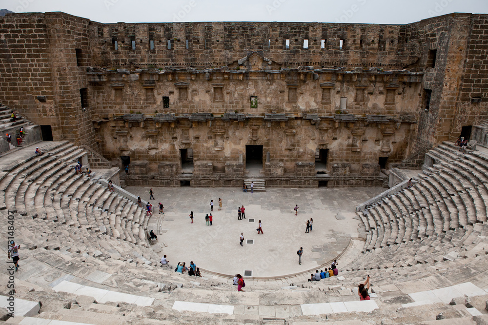 Ancient Roman theater, where performances and gladiatorial battles were ...