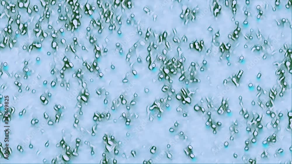 Blue motion background. Fantasy microbes. Fluid bubbles floating in ...