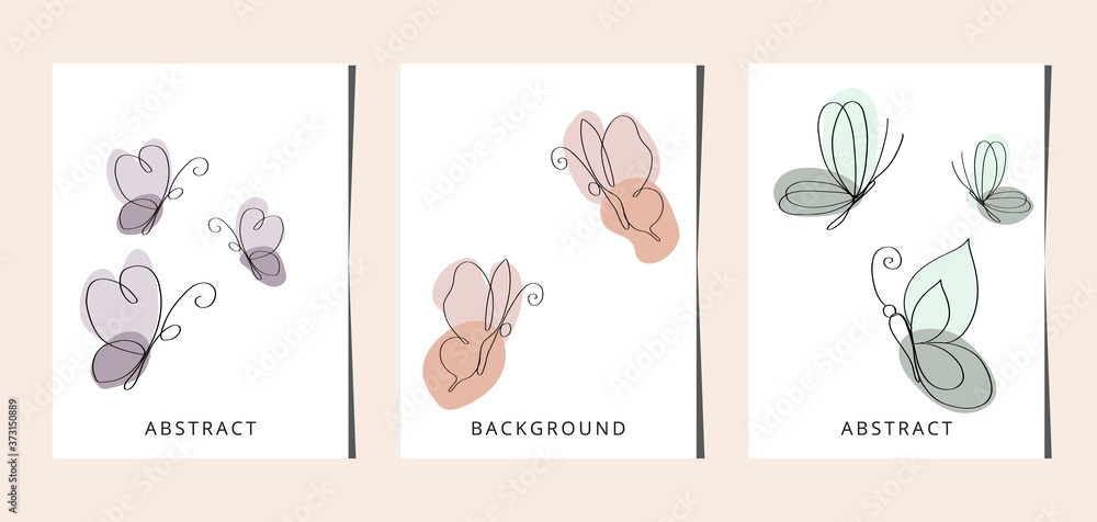 Line art butterfly set. One line drawing. Fancy line art. Trendy ...