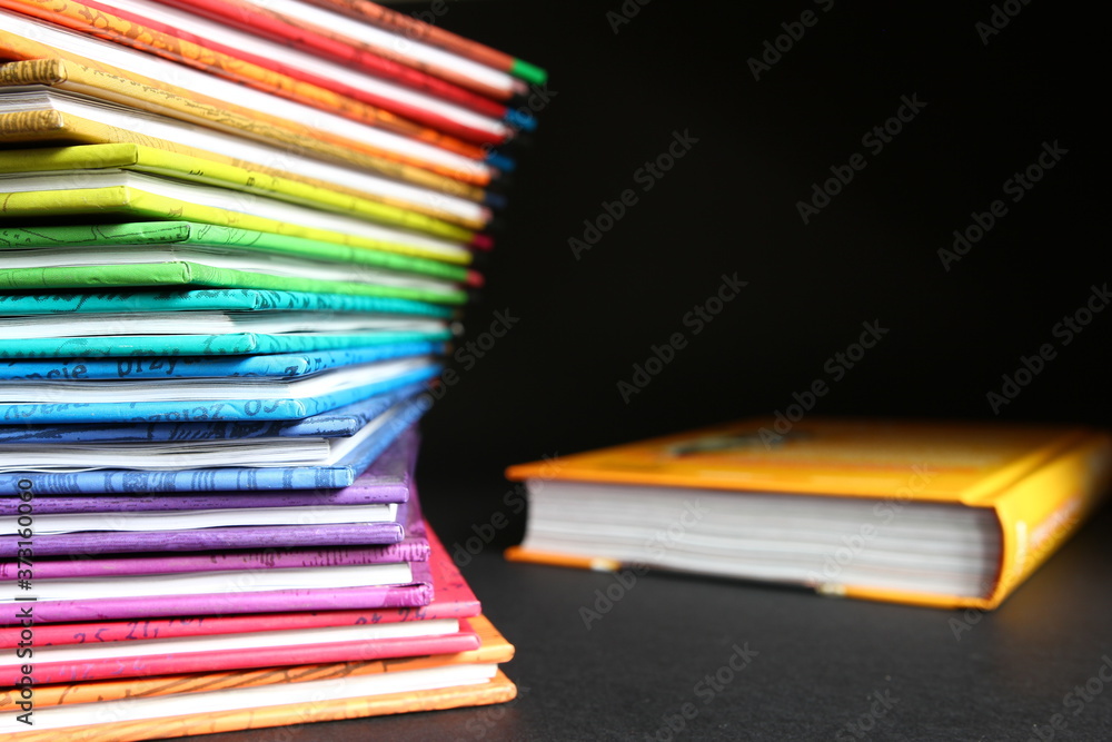 Business magazines - stack of books with colorful covers arrange in ...