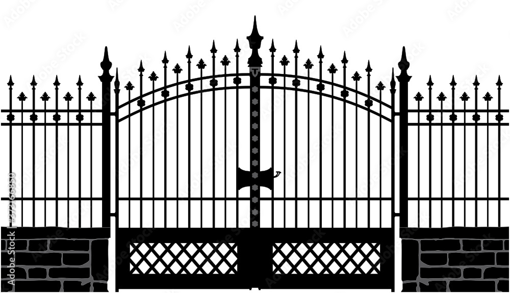 vector illustration of a wrought iron gate Stock Vector | Adobe Stock