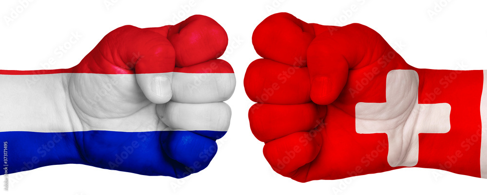 Two hands are clenched into fists and are located opposite each other ...