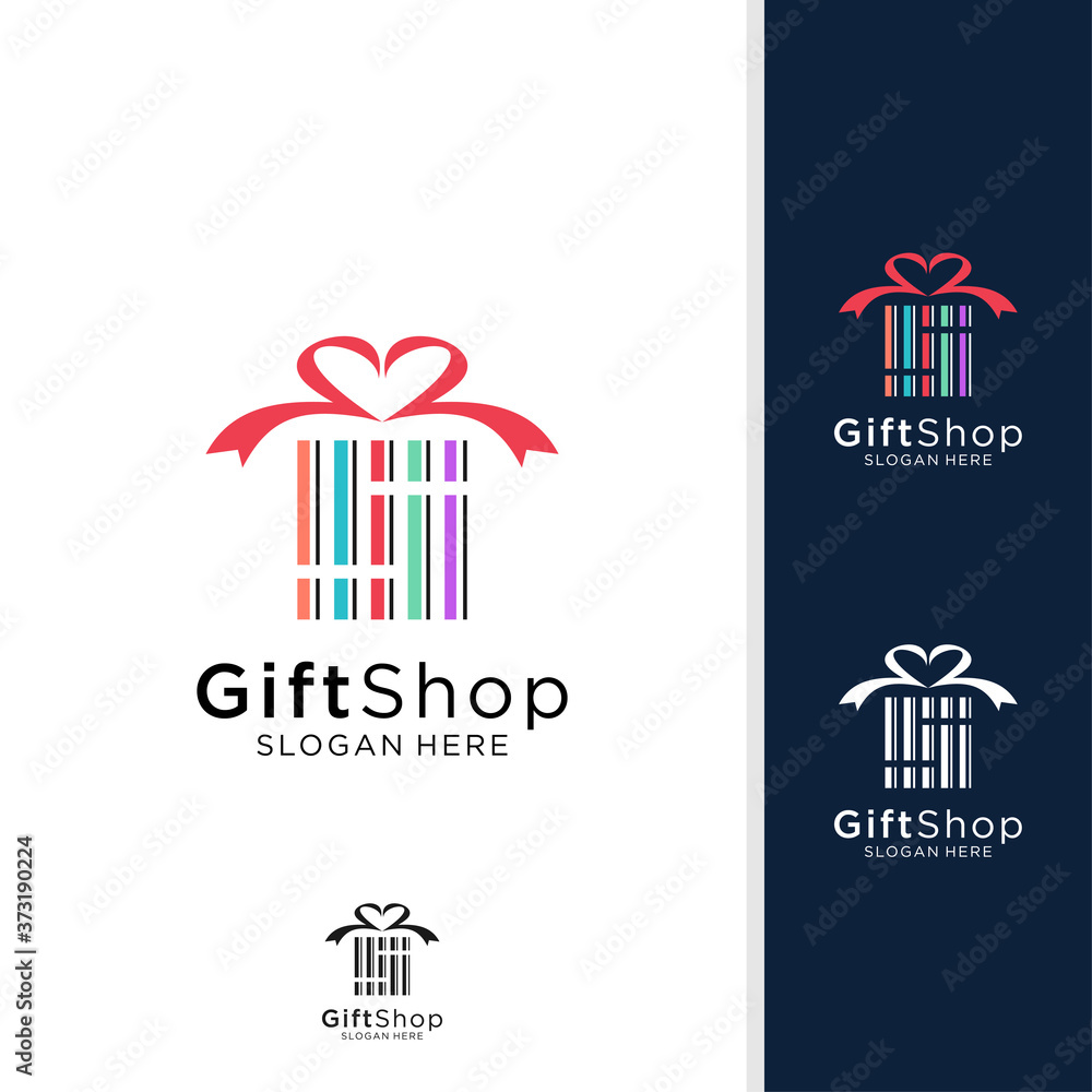 Gift Shop Logo Design Concept Vector, Template, Colorful, Emblem ...