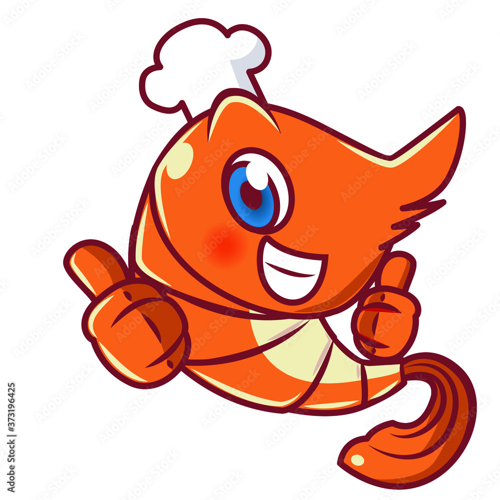 Cute Chef Shrimp vector icon cartoon character logo illustration doodle ...