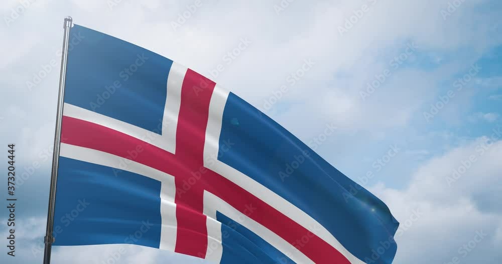 Waving flags of the world - flag of Iceland. Shot with a shallow depth ...