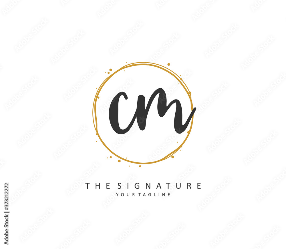 C M CM Initial letter handwriting and signature logo. A concept ...