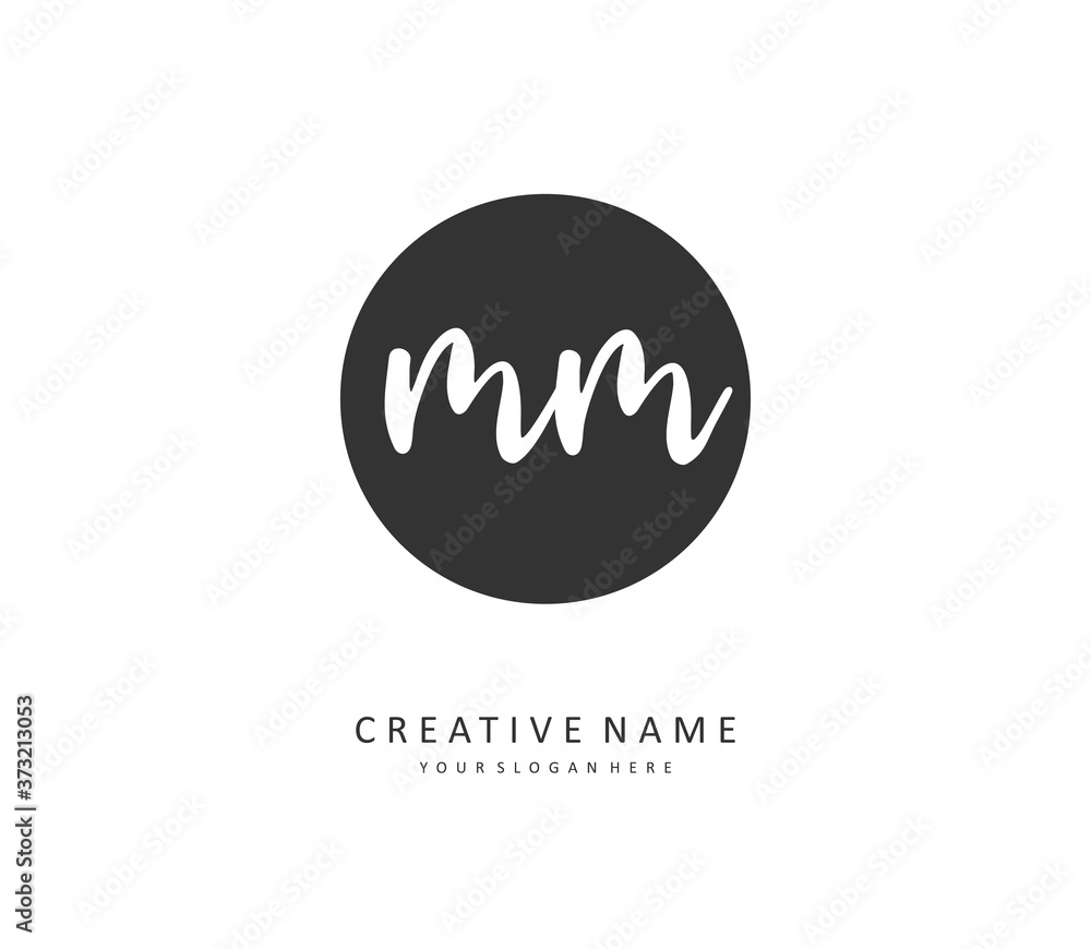 M MM Initial letter handwriting and signature logo. A concept ...