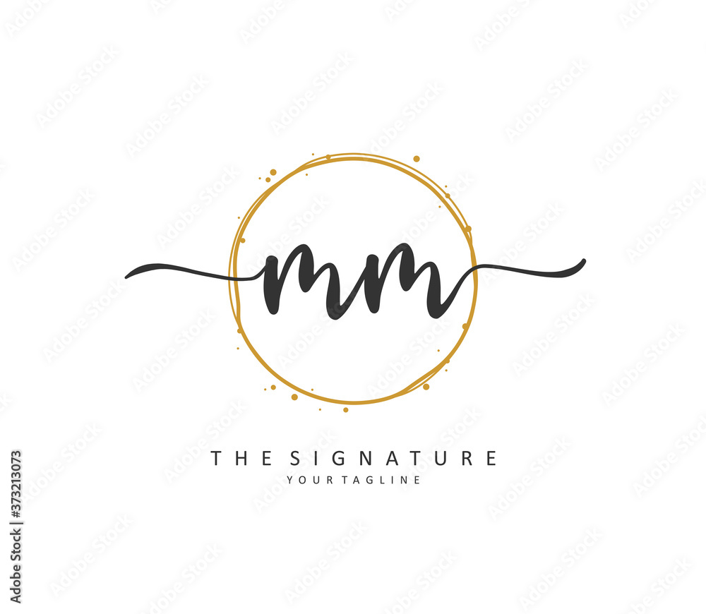M MM Initial letter handwriting and signature logo. A concept ...