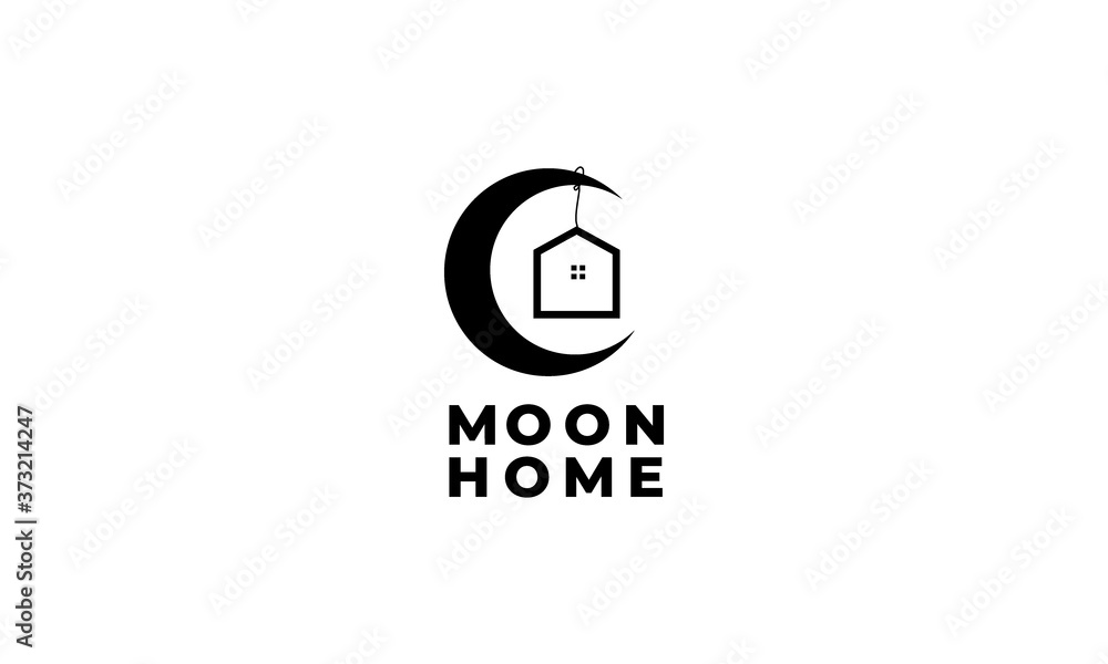 Crescent night home logo vector icon illustration Stock Vector | Adobe ...