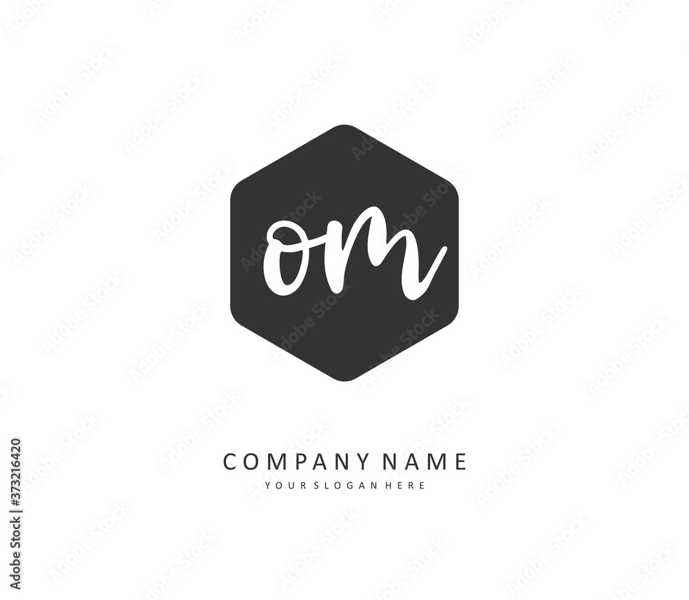 O M OM Initial letter handwriting and signature logo. A concept ...