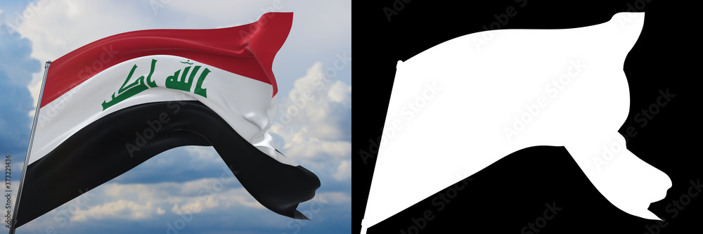 Waving flags of the world - flag of Iraq. Set of flag and alpha matte ...