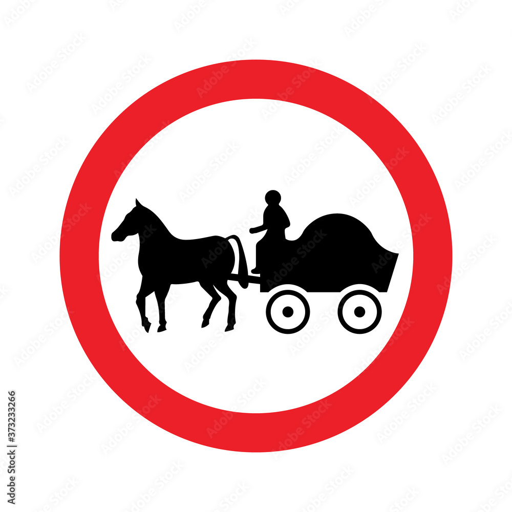 No horse-drawn vehicles road sign. No entry for horse and buggy ...