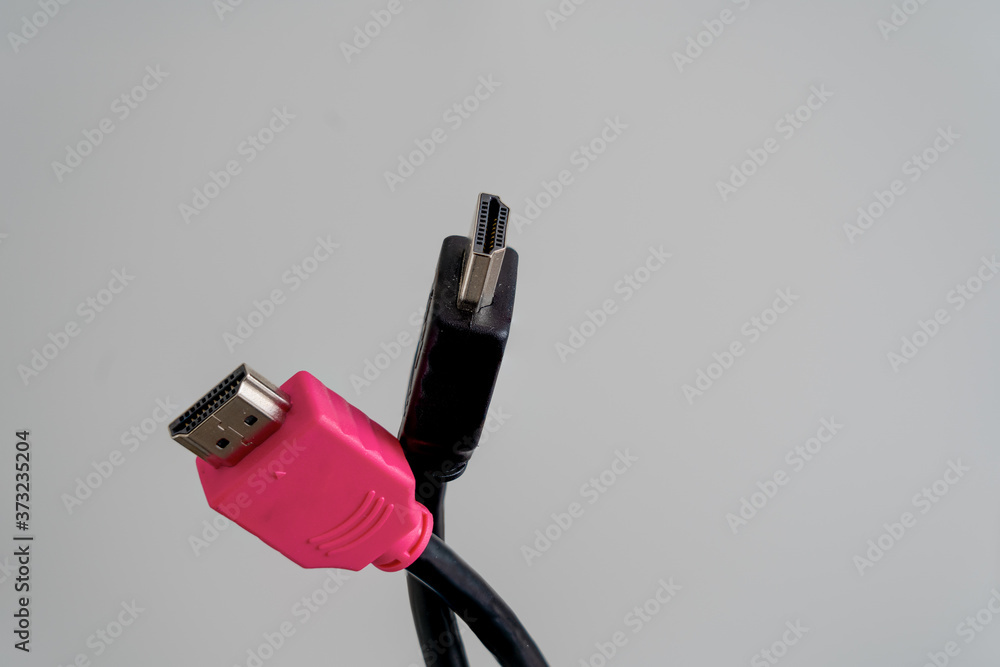 colour coded HDMI cables for connecting broadband fibre hub and ...