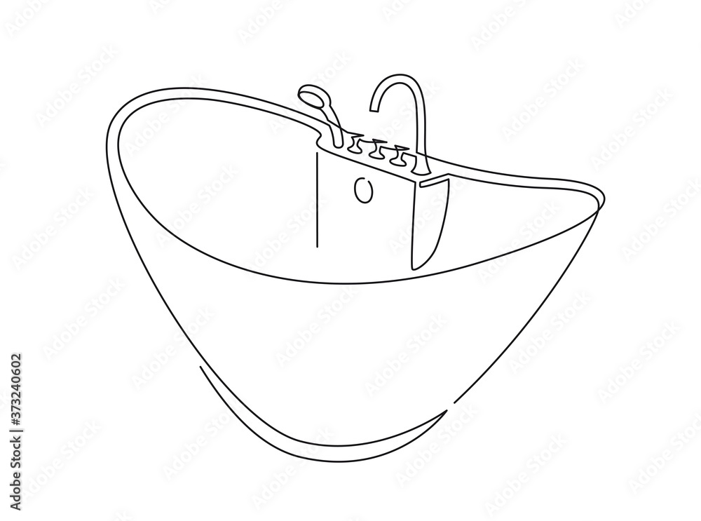 Bathtub outline icon, bathroom accessories linear style pictogram ...
