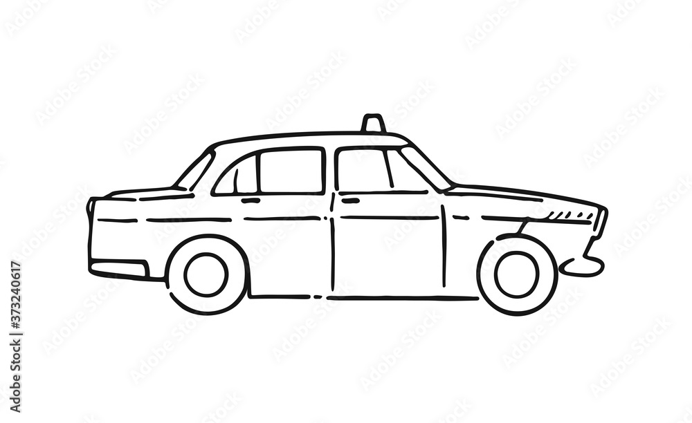 Vector graphic retro Taxi cab on white background. Classic taxi car ...