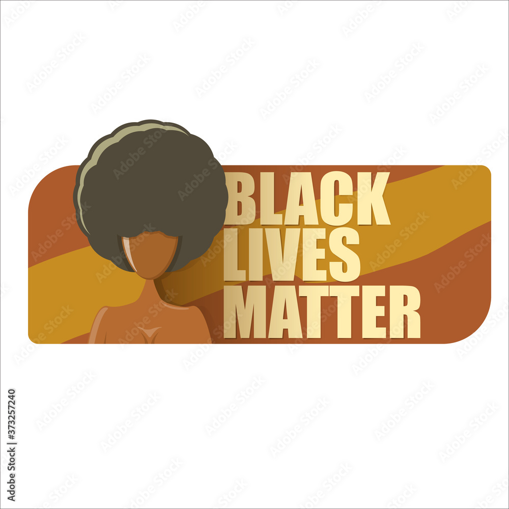 Black lives matter banner with afro american girl silhouette with afro ...