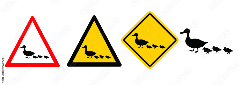Do not feed the duck or goose with chicken. Fun vector ducks sign. Stop ...