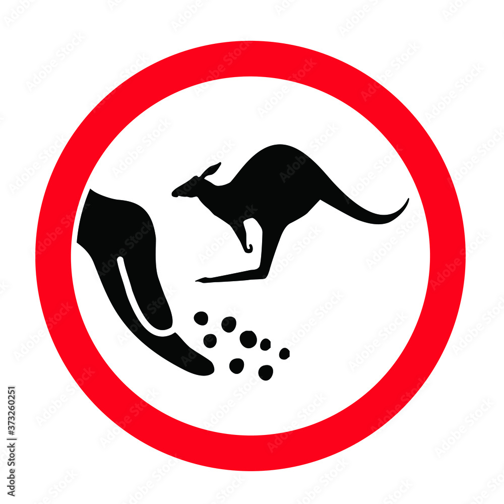 Fo not feeding kangaroo Vector animal sign. wallaby zoo pictogram. Stop ...