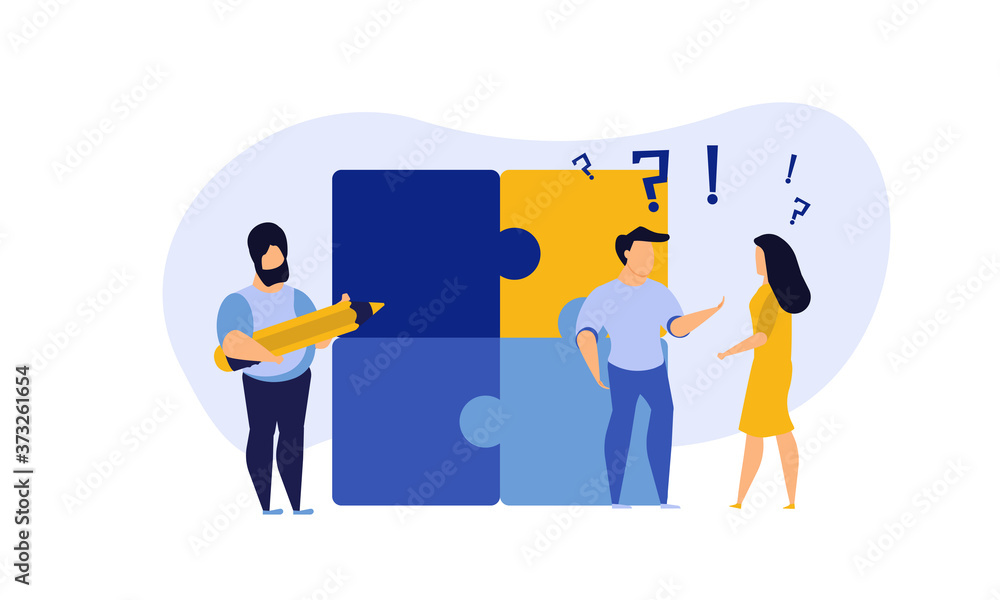 Puzzle team work vector illustration concept partner. Partnership ...