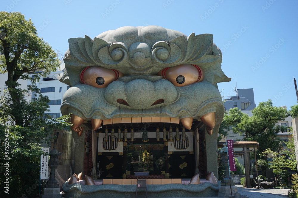 Namba Yasaka Shrine also know as Namba Yasaka-jinja with wide lion head ...