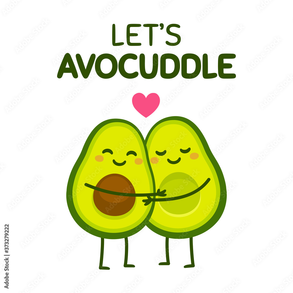 Let's Avocuddle Cute avocado couple Stock Vector | Adobe Stock