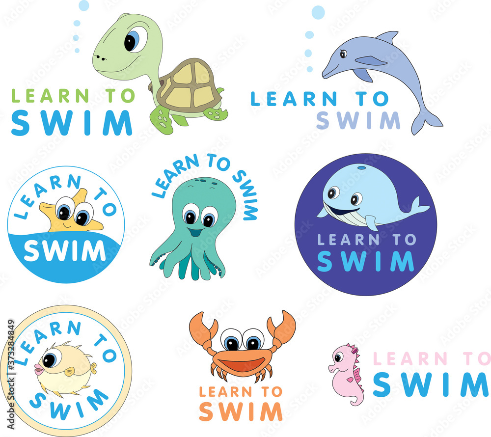 learn to swim graphic design logo, icons or symbols Stock Vector ...