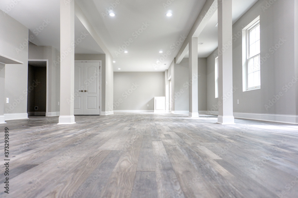 White interior of a modern house with columns Stock Photo | Adobe Stock