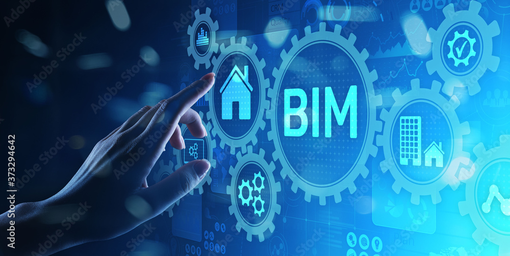 BIM Building Information Modeling Technology concept on virtual screen ...