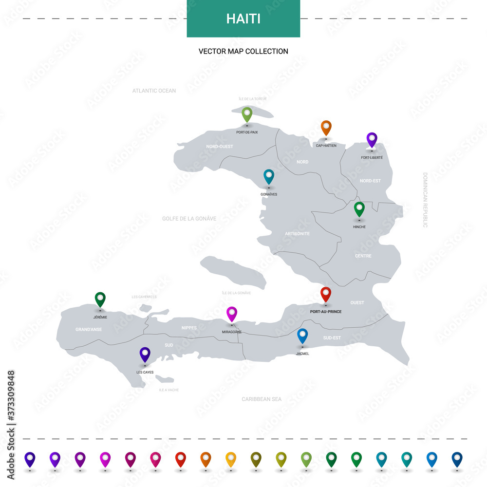 Haiti map with location pointer marks. Infographic vector template ...