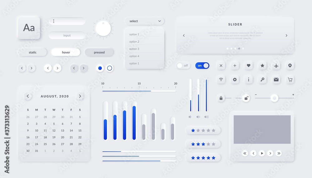 Web UI kit. Mobile application and web page interface elements with ...