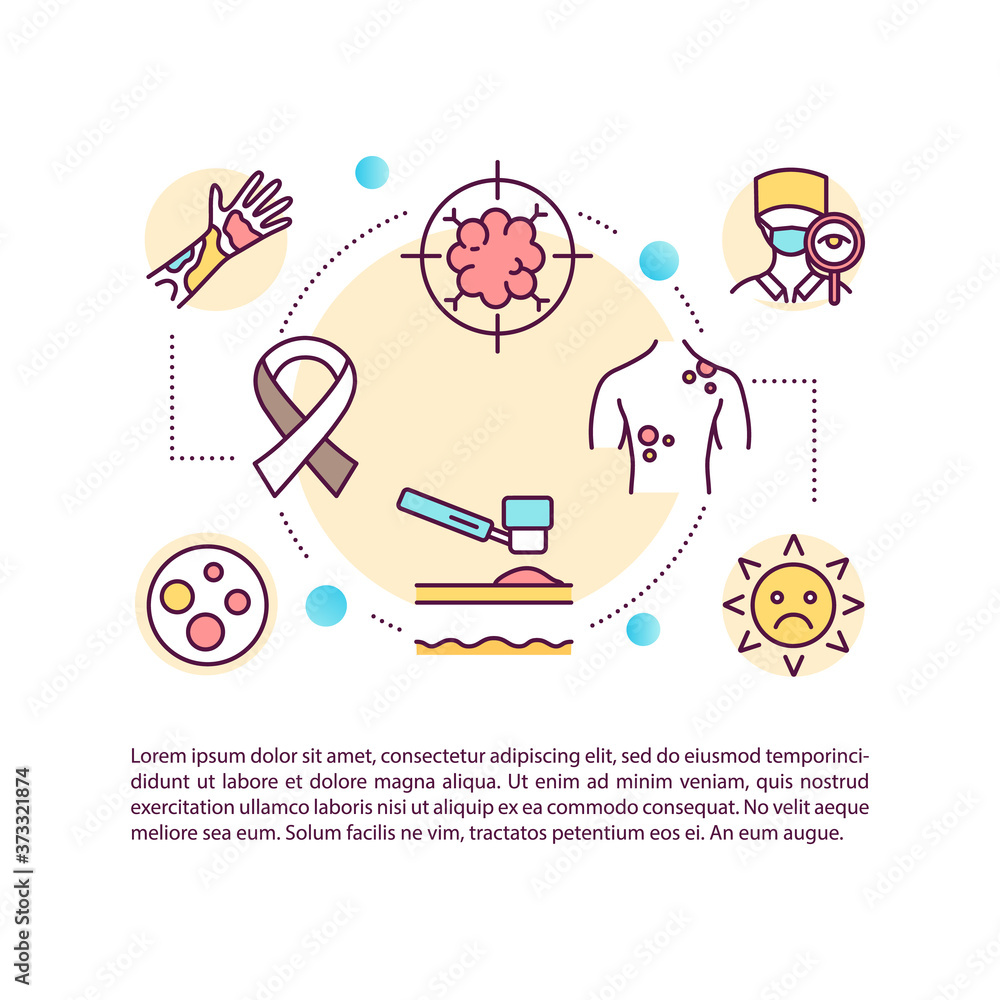 Skin cancer concept icon with text. Oncology. Dermatologist. Symptom ...